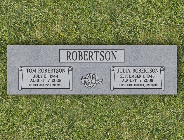 Traditional Scroll Companion Granite Cemetery Grave Marker