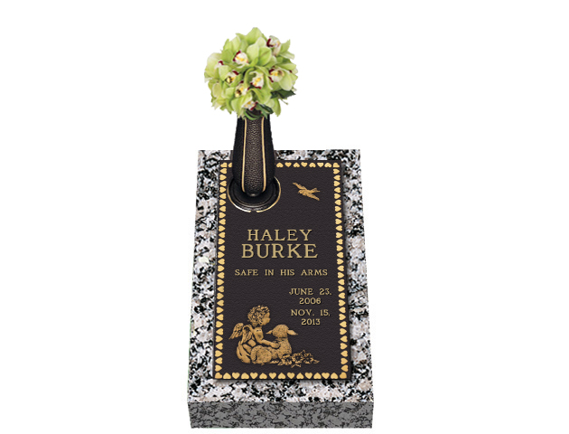 Little Lamb Bronze Cemetery Grave Marker with Vase | LoveMarkers