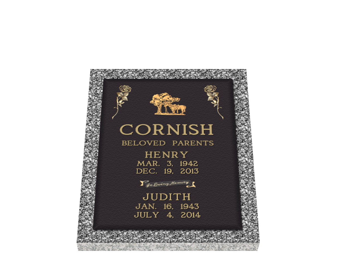 Tea Rose Double Interment Companion Bronze Grave Marker